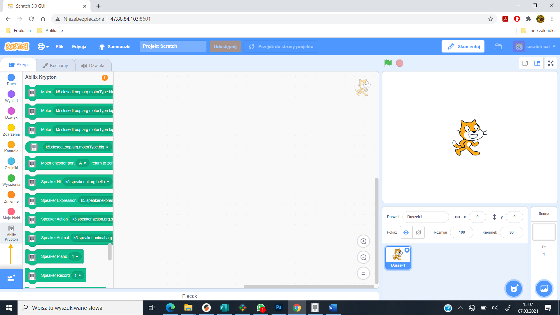 Połączenie Abilix Krypton ze Scratch 3.0 – Mistrzowie Robotyki